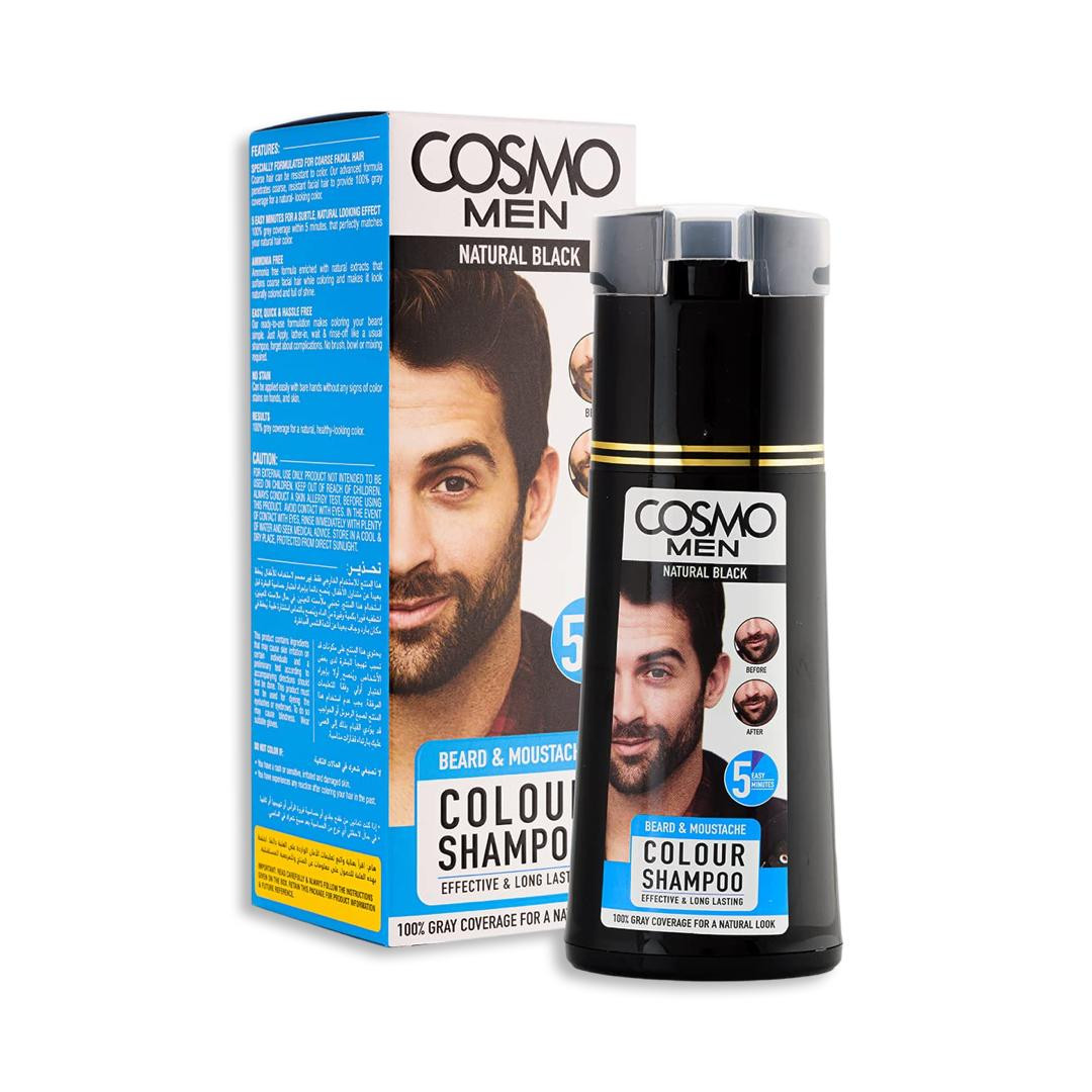 COSMO - Beard and Mustache Colour Shampoo Black - 180ml - Blank Store